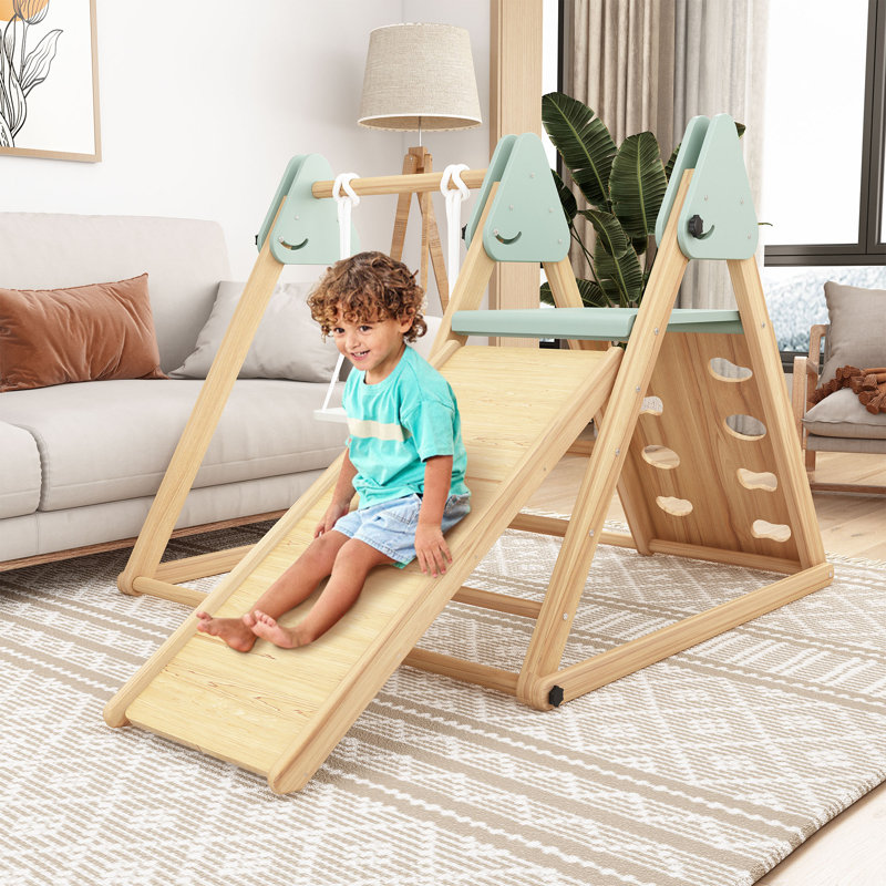 Benarita Triangle Climbing Frame, Wooden Climber with Swing | Wayfair